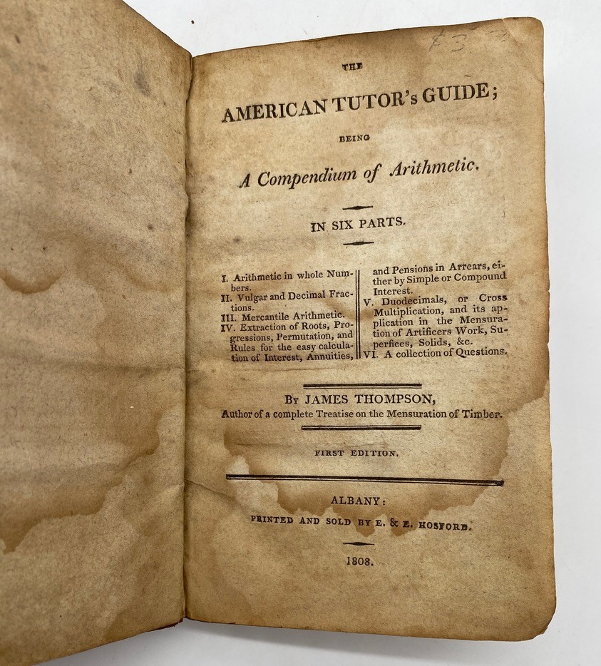 American Tutor's Guide Arithmetic Math 1808 Albany Imprint James ...