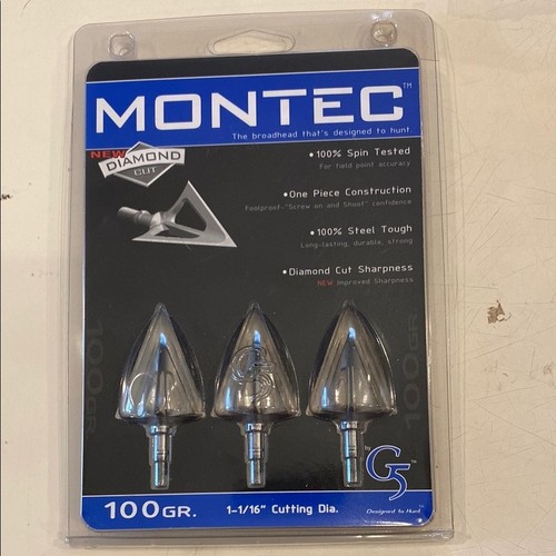 MONTEC G5 100 Grain 1-1/16” Cutting Dia. Tough 1-Piece, Steel 100% Spin ...