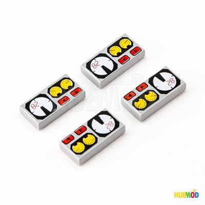 Lot of 4 LEGO 1x2 Tiles Gauge Dial Dashboard Panel Pattern Red Yellow ...