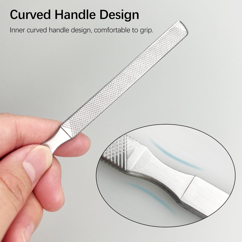 2-Pack Stainless Steel Toe Nail Files, 4-Sided Design for Thick Nails ...