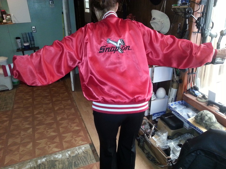 snap on red satin jacket | eBay