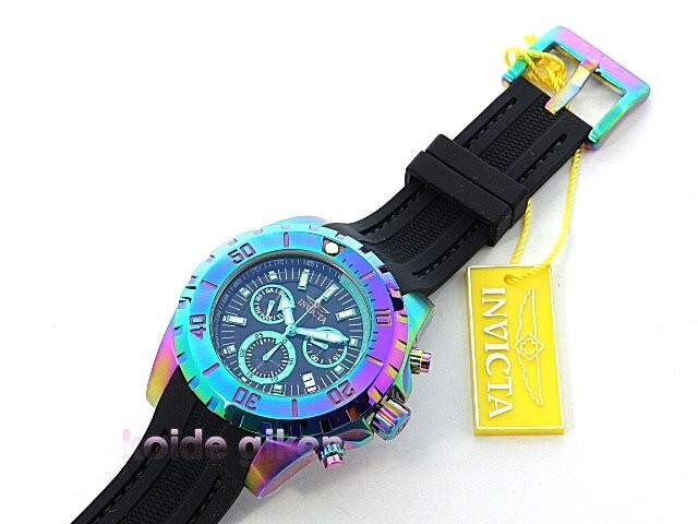 Invicta Men's Chronograph Pro Diver 100m W/R Rainbow Metal Black Dial ...