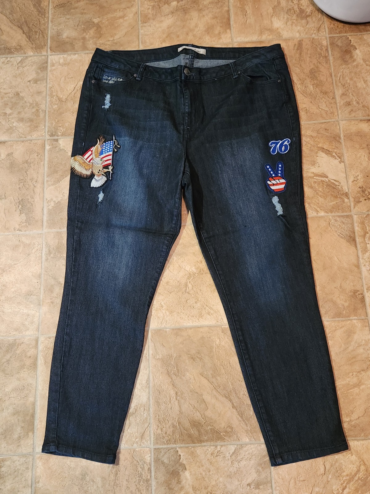 Women's Sheryl Crow Embroidered W/Patches 76 Independence Jeans Size ...