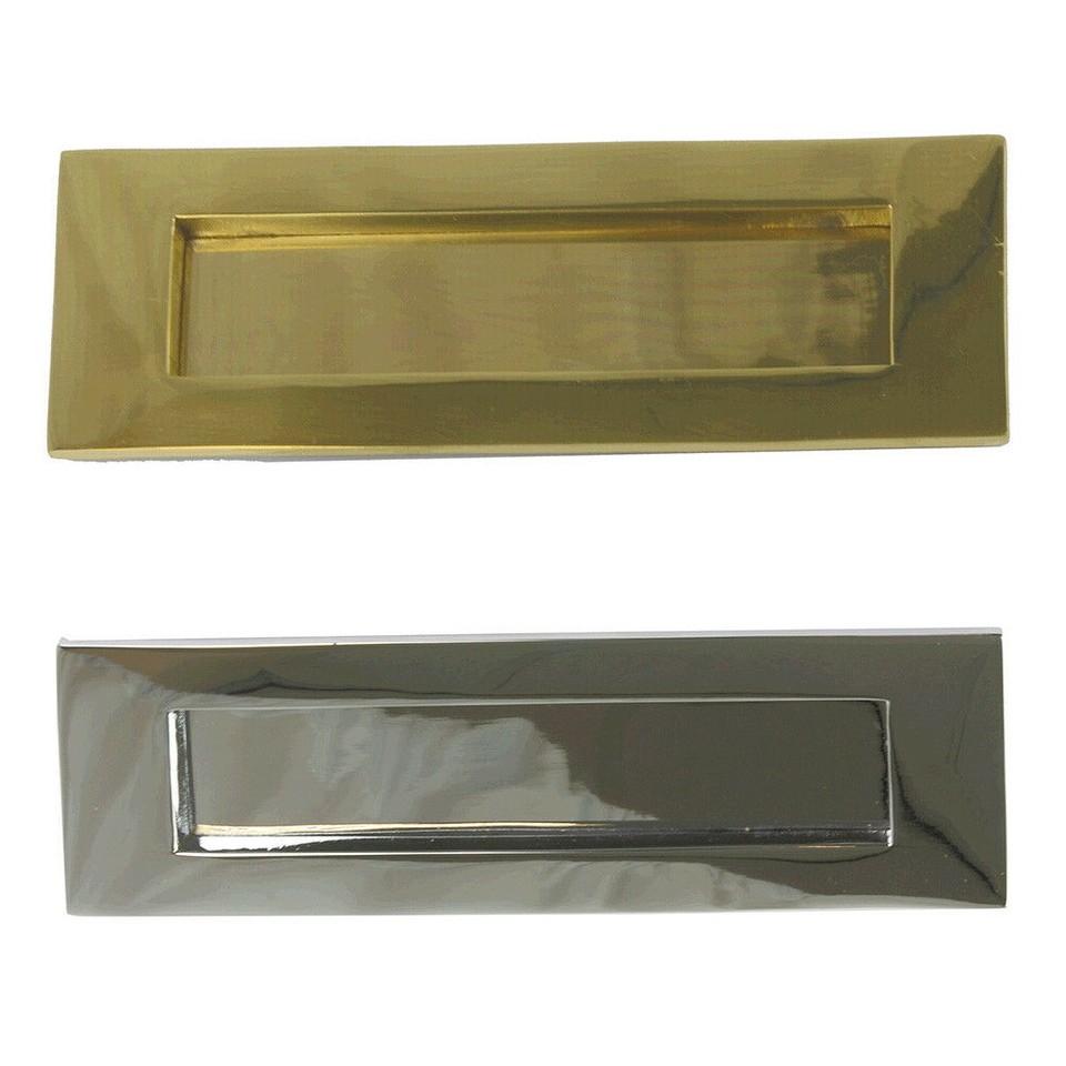 Letter Box Plate Chrome Brass Front Door External Postal Plate Cover ...