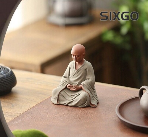 Chinese Zi Sha Clay Monk Statue Buddha Meditation Buddhism Zen Figure ...