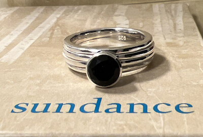 NWT Sundance Catalog Silver Black Onyx Spinner “Inkling Ring “ Size 6 ...