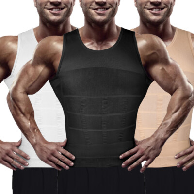 Men Abdomen Compression Shirts Slimming Body Shaper Vest Undershirt ...