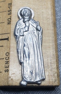 VINTAGE medal Saint Jude pocket shrine EDC statue silver tone G74 | eBay
