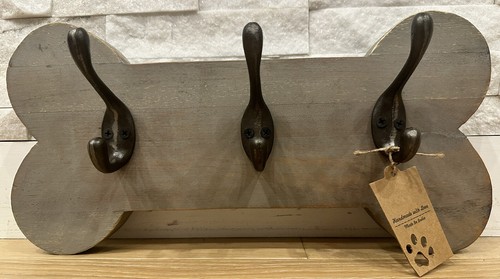 3 Hook Wood Wall Hanger Dog/Animal Thick Bone Wood Made in India | eBay