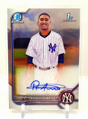 2022 Bowman Chrome 1st Roderick Arias Base Auto Yankees ROOKIE RC ...