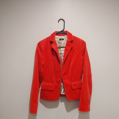 J Crew Velvet Cropped Coral Red Jacket | eBay