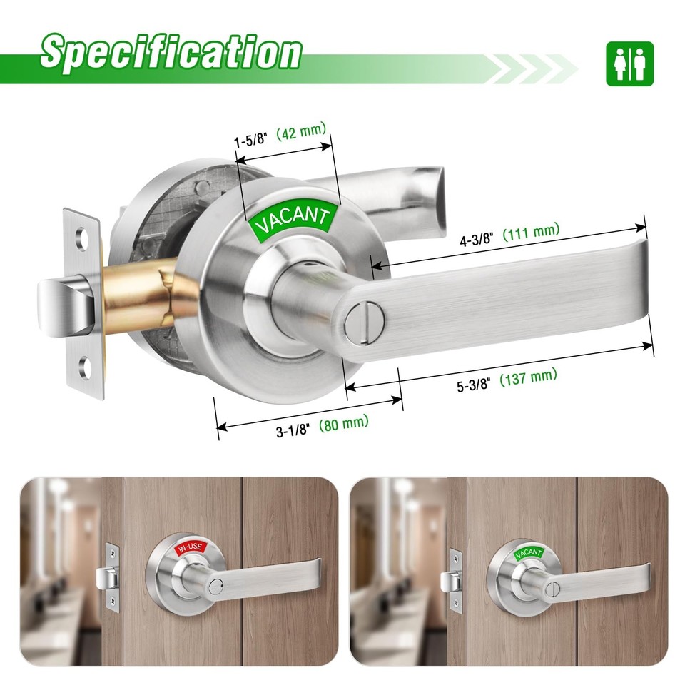 Indicator Privacy Lock and Door Lever,Vacant Occupied Bathroom Knob ...