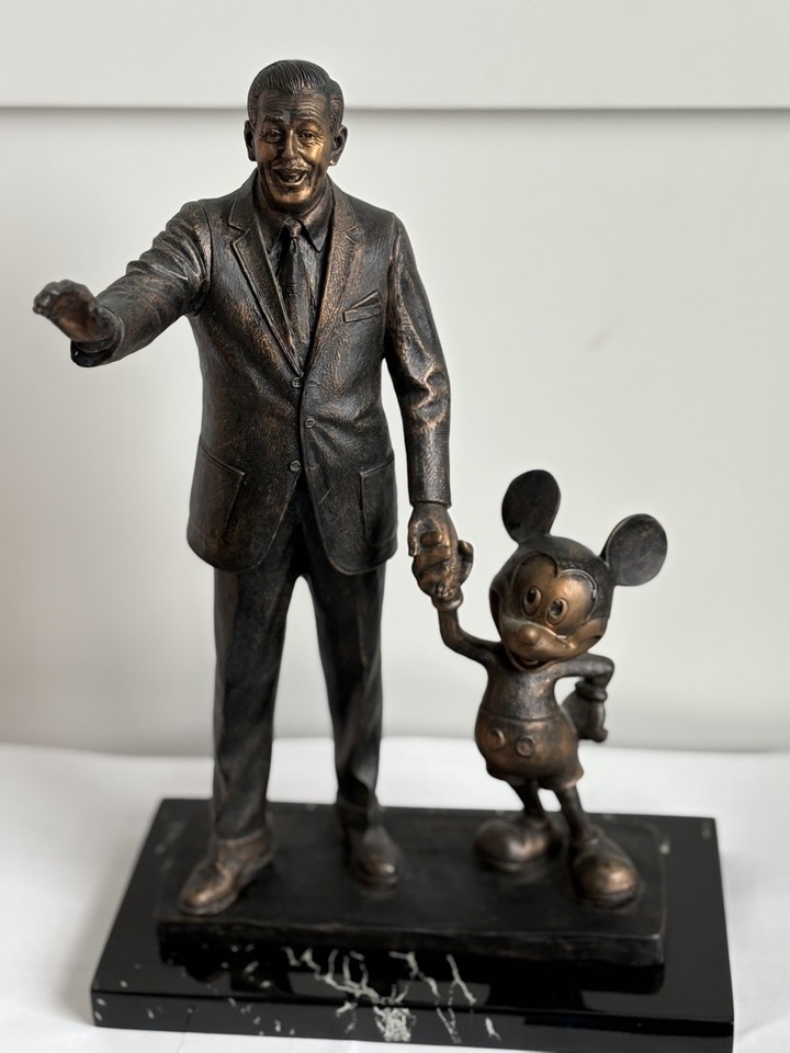 Walt Disney & Mickey Mouse Cold Cast Bronze Partners Statue Blaine ...