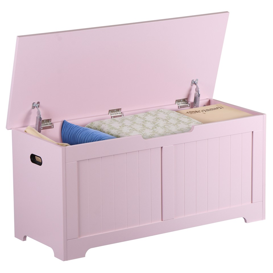 Storage Chest Wooden Toy Chest with Lid Storage Bench with Safety Hinge ...