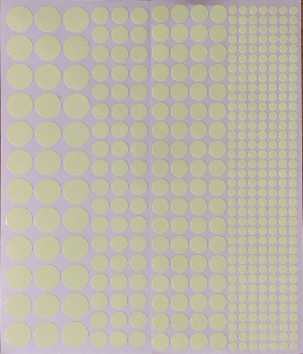 407pc Glow In The Dark Round Dot Luminous Sticker Sheet Self-Adhesive ...