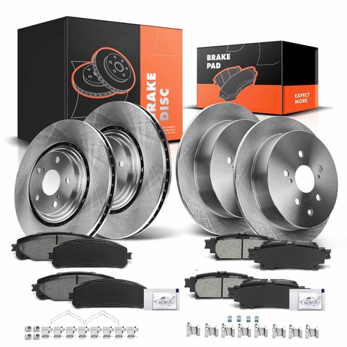 Front & Rear Disc Brake Rotors & Ceramic Pads for Toyota Highlander ...