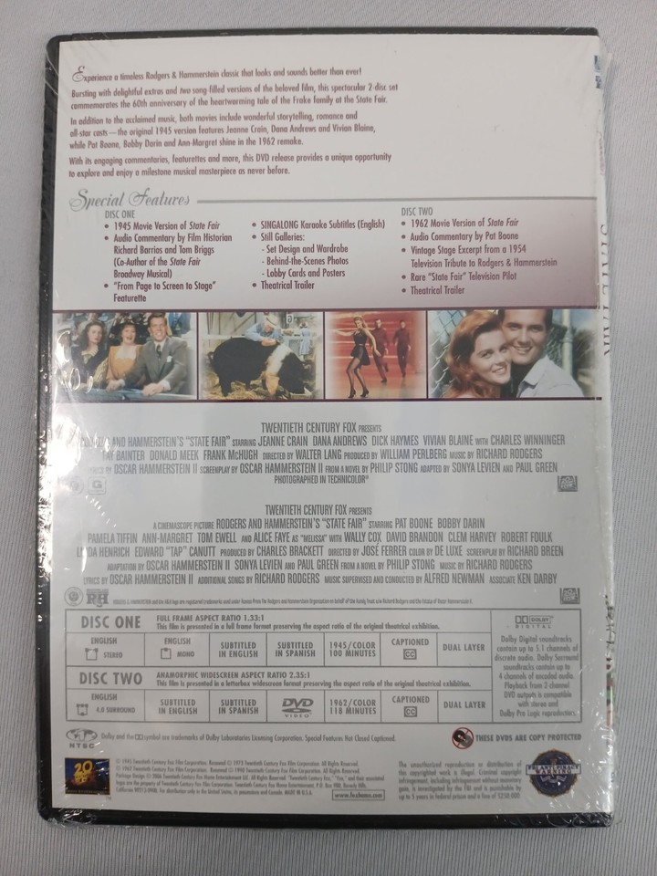RODGERS & HAMMERSTEIN'S STATE FAIR (60TH ANNIVERSARY EDITION) DVD 1945 ...