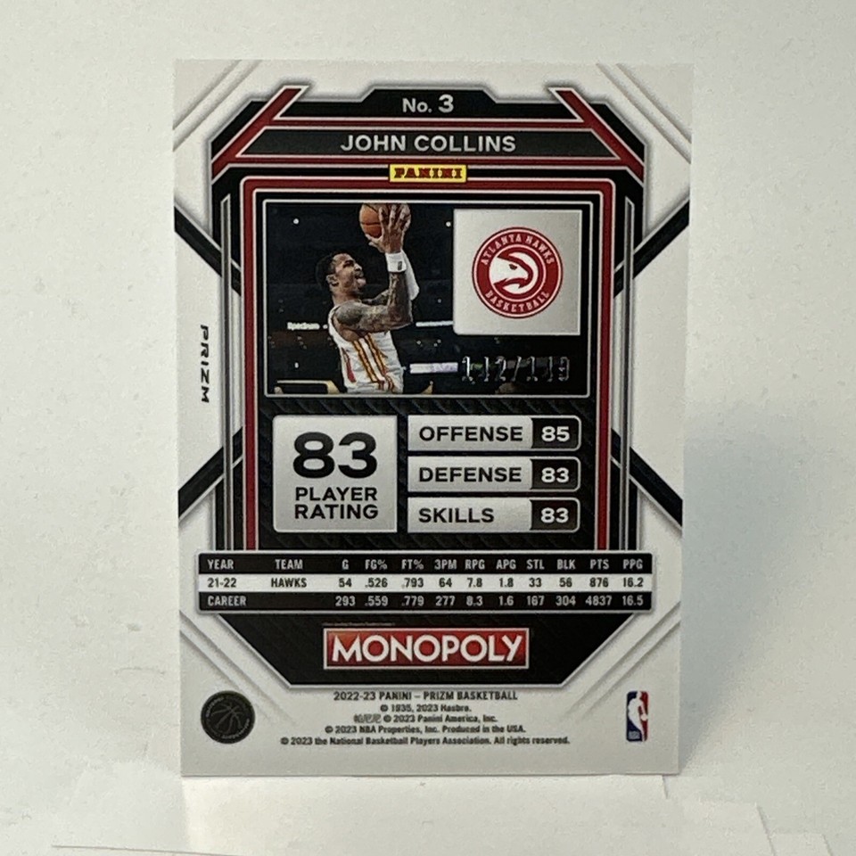 🔥📈2022-2023 John Collins panini Monopoly Pink Prizm /149 Atlanta Hawks ...
