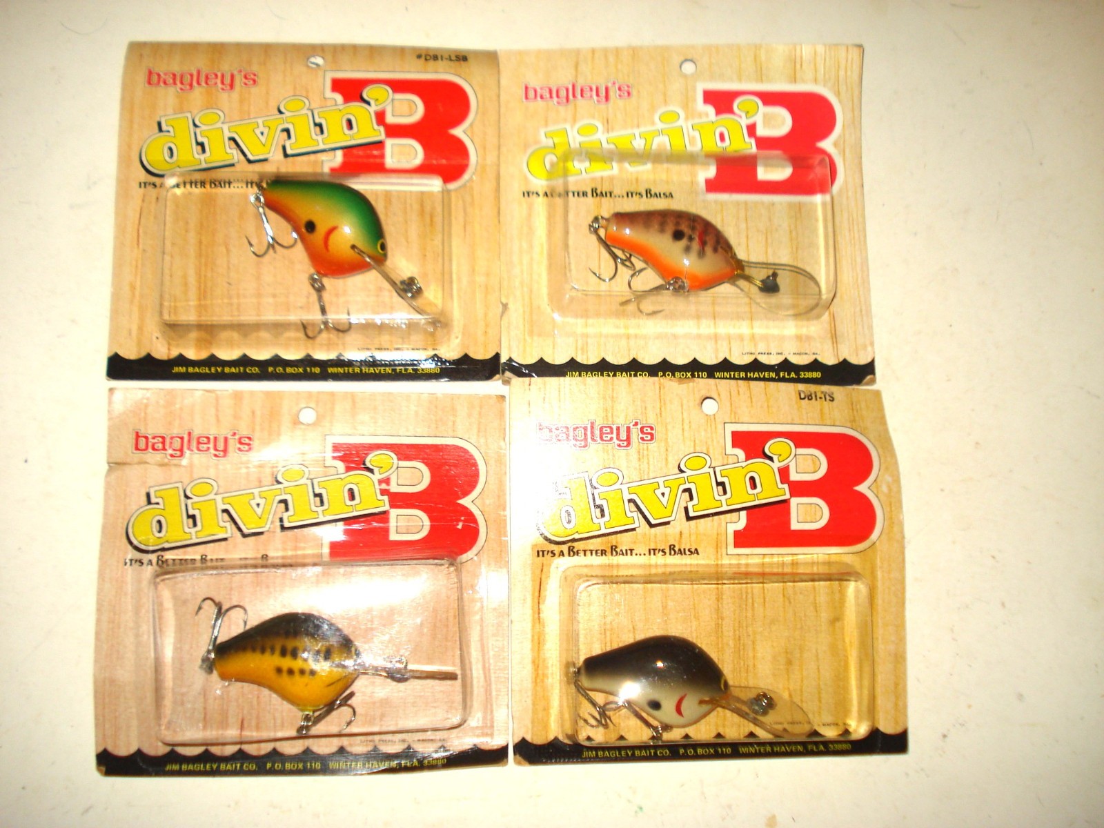 Vintage Bagley Divin' B 1 Lure Lot of 4 Different New in Package Lot 1 ...