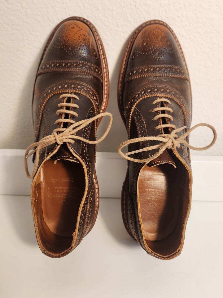 ALLEN EDMONDS Strandmok Brown Cap Toe Oxford Red Dainite Sole Sz: 9.5 ...