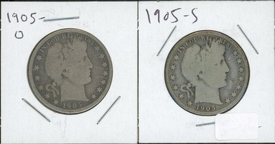 (2) Coins - 90% Silver Barber Half Dollars 1905-O & 1905-S | eBay