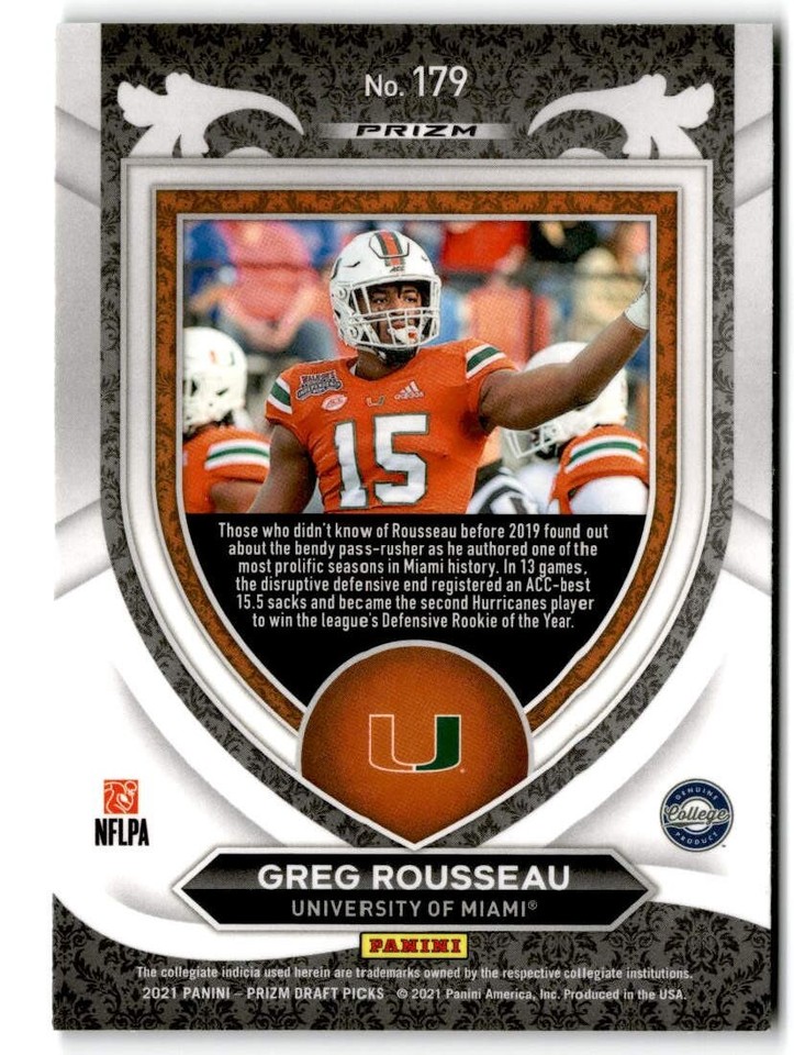 2021 Panini Prizm Draft Picks #179 Greg Rousseau Green | eBay