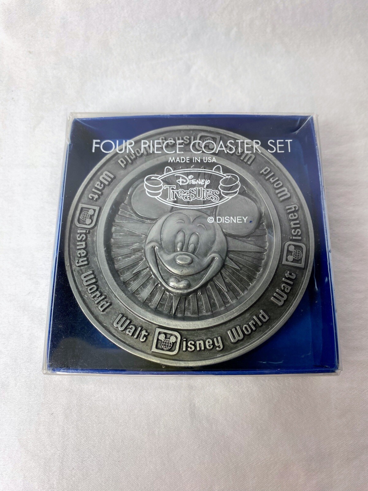 Walt Disney World Treasures Four Piece Coaster Set Pewter Vintage Made ...