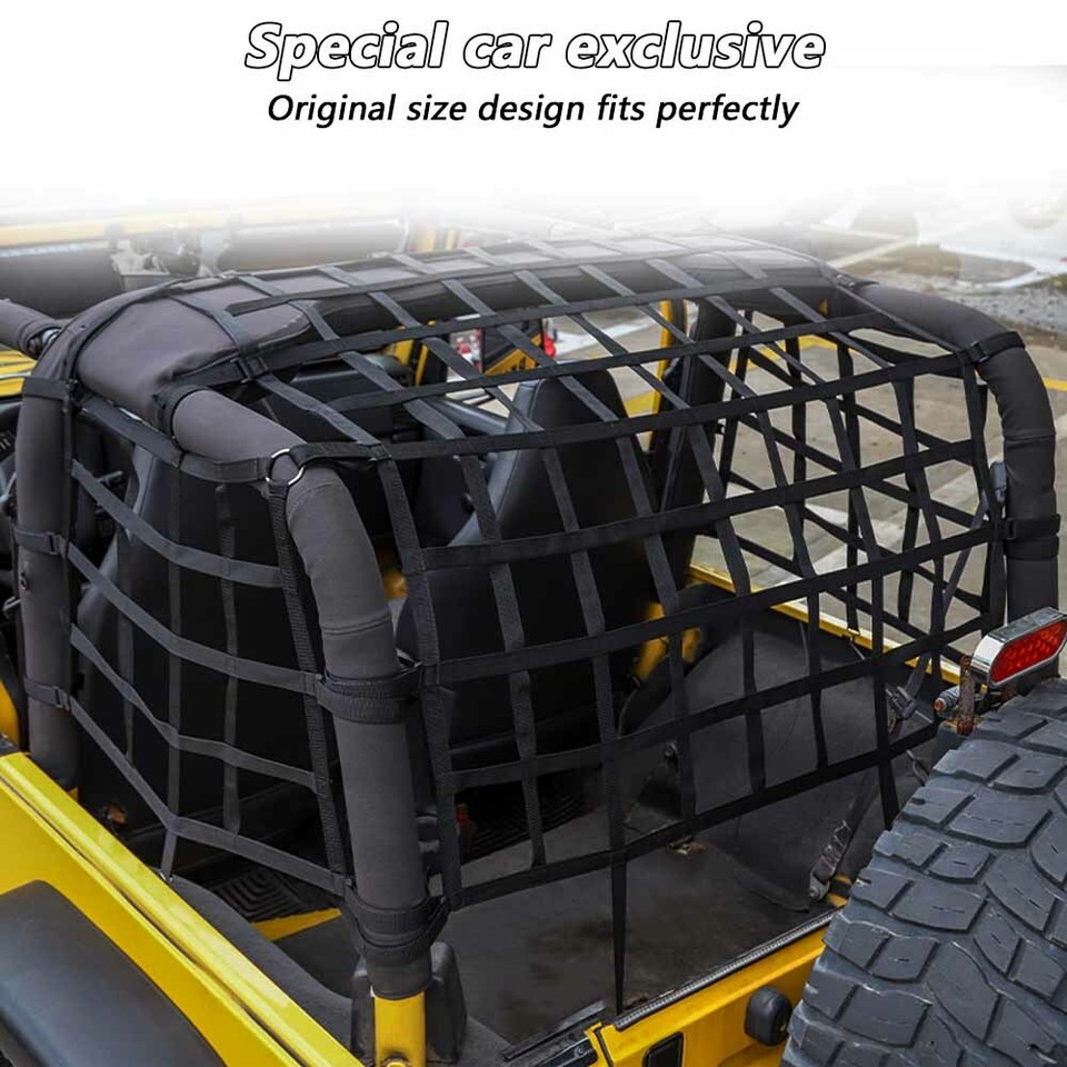 Mesh Roof Restraint Cargo Trunk Net Mesh for Jeep Wrangler TJ 97-06 ...