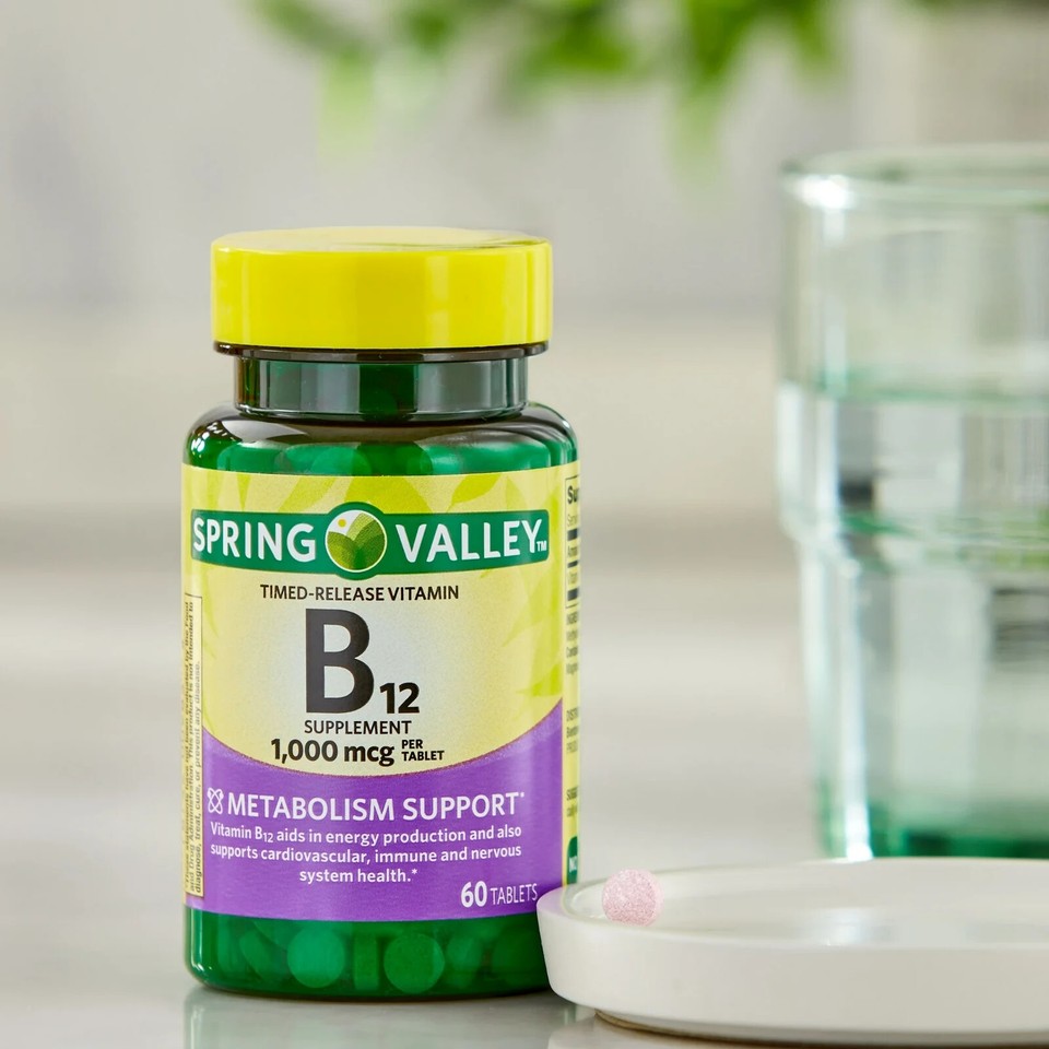 Vitamin B12 Supplement Tablets for Metabolism Support, 1000 mcg, 60 ...
