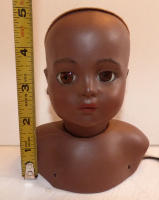 Vintage 1977 Artist made Black REPRO BRU Jn DOLL HEAD ONLY SH SWIVEL ...