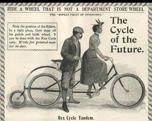 1898 Rex Cycle Bicycle For Two Tandem Handsome Man Woman Couple 8678 | eBay