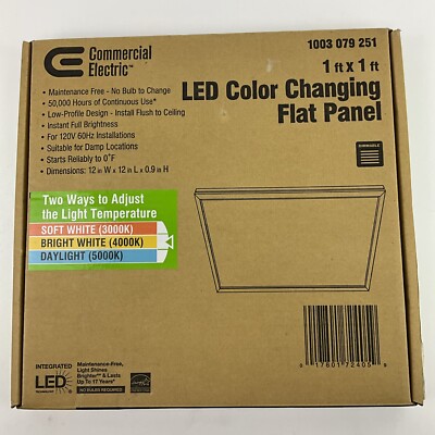 Commercial Electric 1 ft x 1 ft LED Color Changing Flat Panel Light | eBay