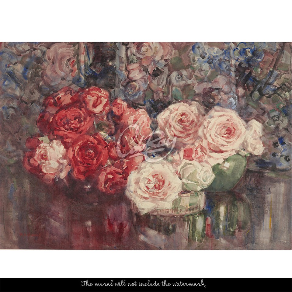 Wall Mural Sticker Vintage Bouquet Of Roses Floral Removable Wallpaper ...