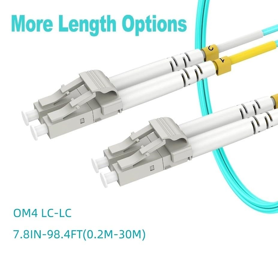 OM4 LC to LC Fiber Optic Patch Cable Multimode Duplex Aqua 50/125 30M ...