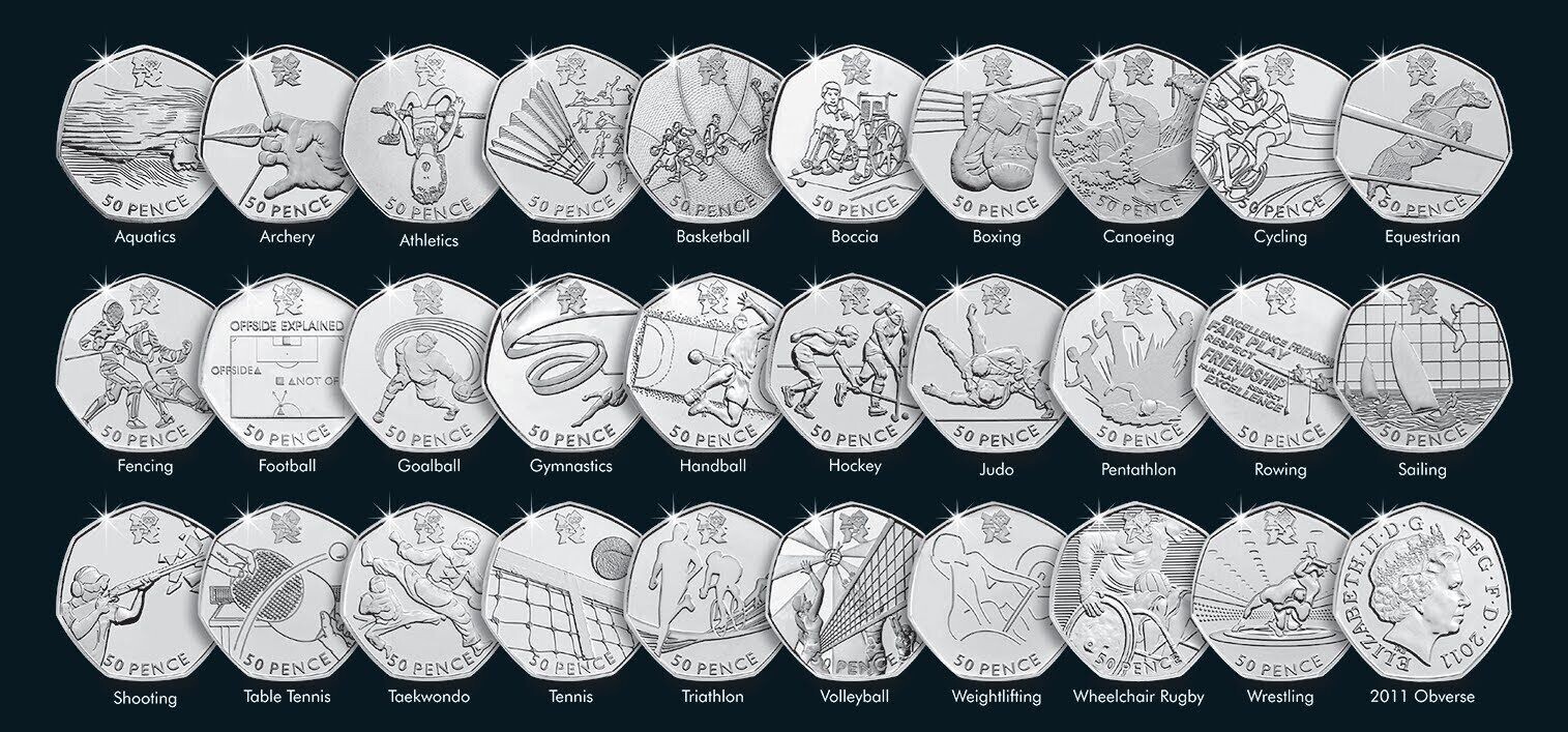 50p Coins London 2012 Olympics COMPLETE SET Album Football Judo ...