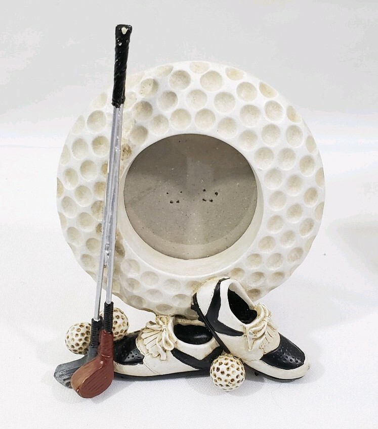 Golf Theme Picture Frame Holds 3"x3" Photo Golf Clubs Balls Shoes ...