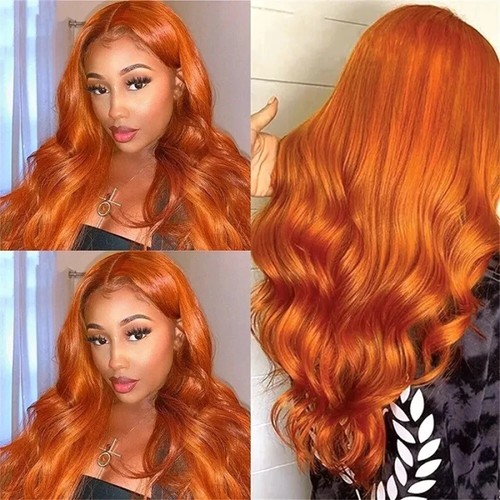 13x4 Ginger Orange Body Wave Human Hair Lace Frontal Wig 13x6 ...