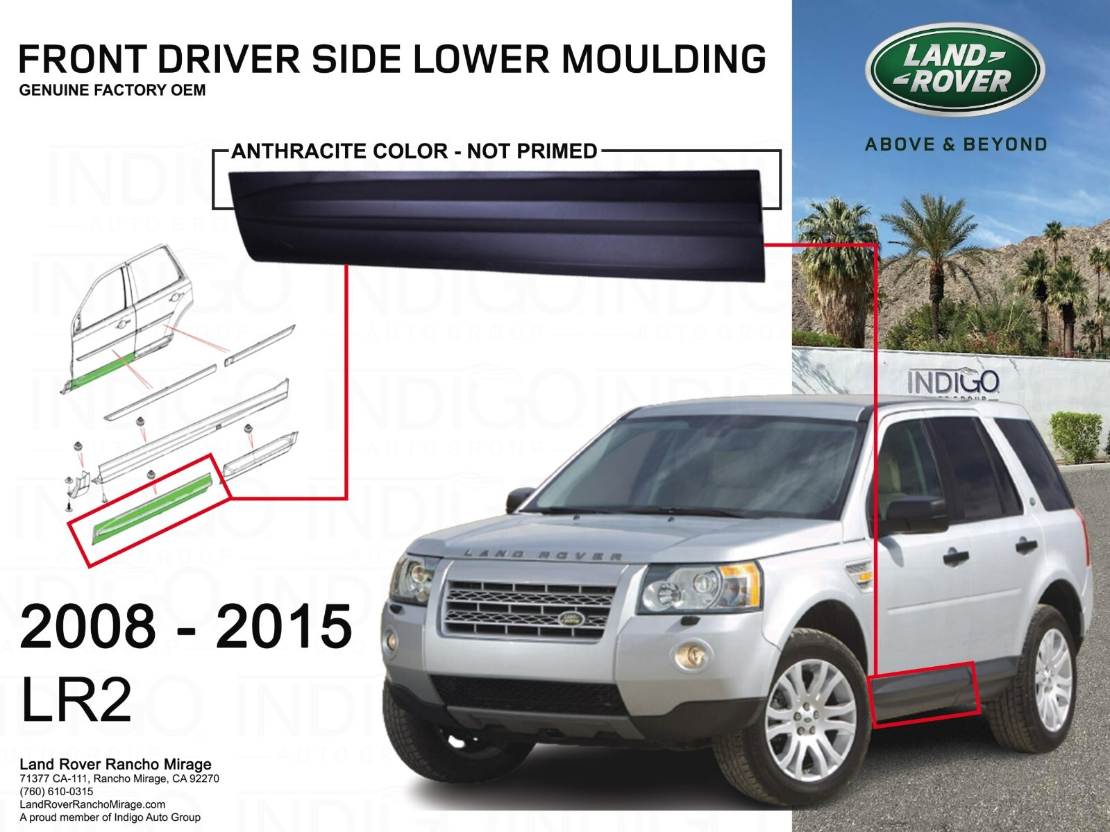 LAND ROVER FRONT DOOR OUTSIDE LOWER MOULDING LH LR2 LR062503 GENUINE ...