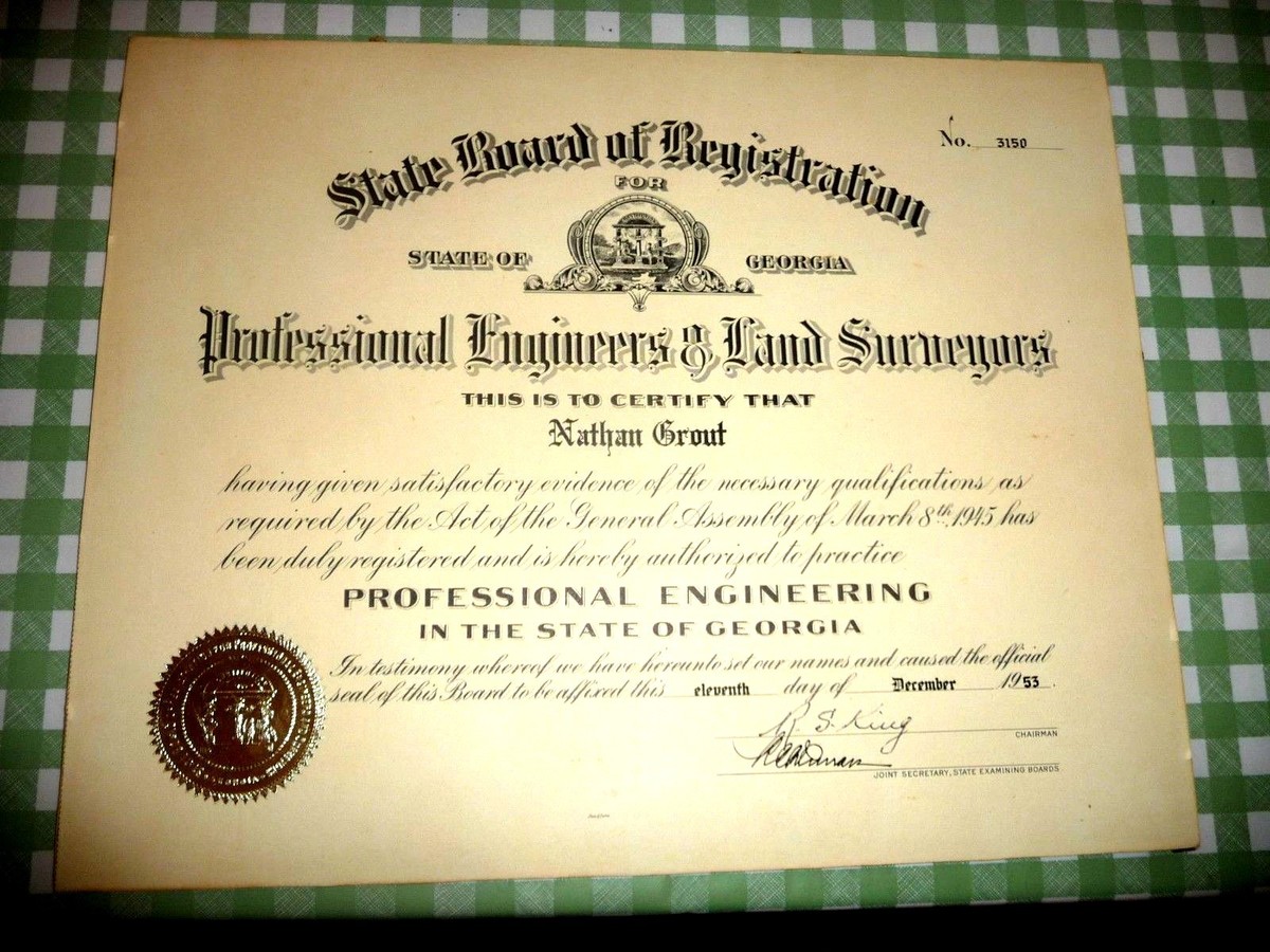 License Professional Engineer Certificate