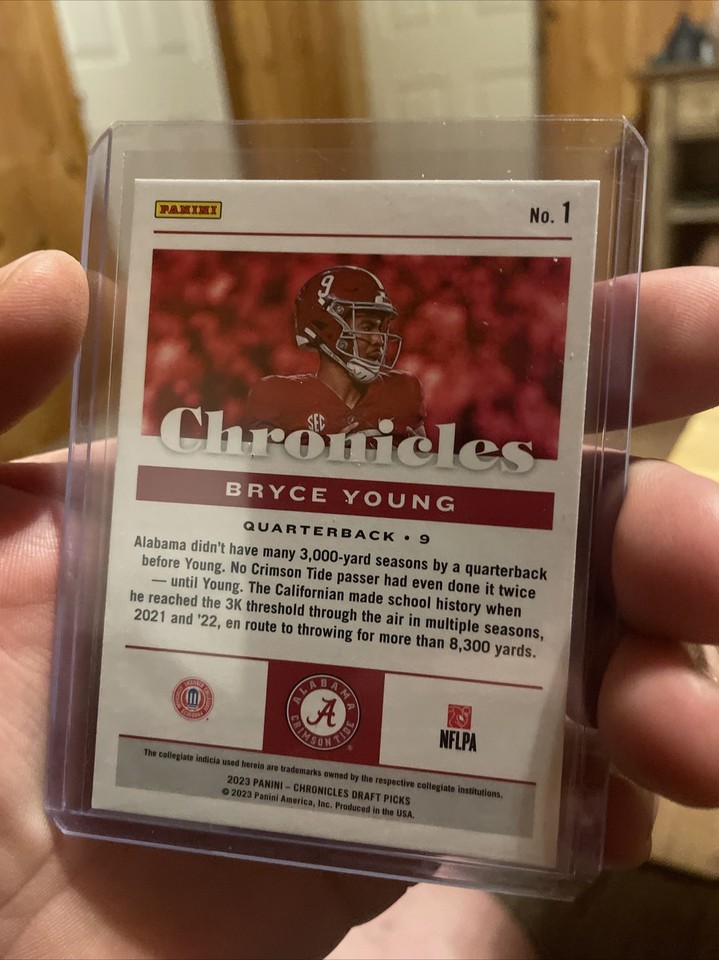 2023 Chronicles Draft Picks Bryce Young Rookie Card- Alabama/Panthers ...