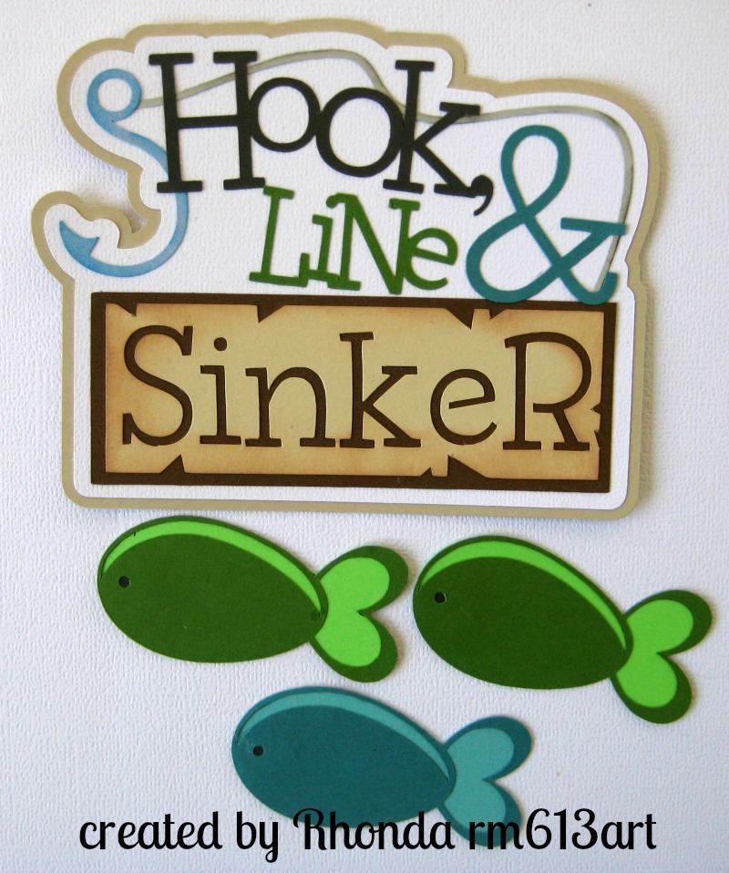 HOOK LINE SINKER FISHING title paper piecing Premade Scrapbook Page by ...
