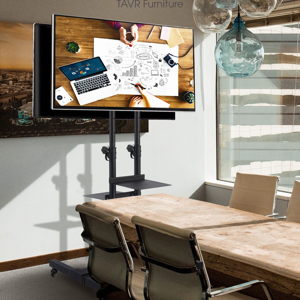 Universal Dual Mobile TV Stand Rolling TV Cart TV Two Brackets for 32 ...