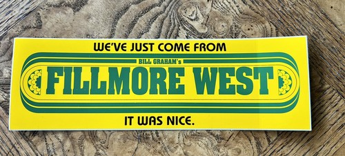 Fillmore West Bumper Sticker/ Bill Graham / vintage / 1970s | eBay