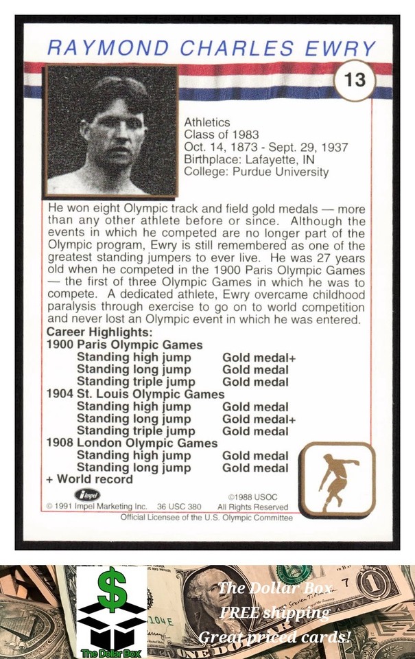 1991 Impel U.S. Olympic Hall of Fame #13 Ray Ewry - USA | eBay