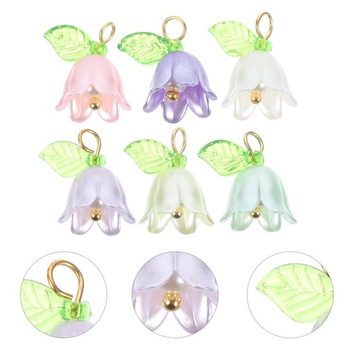 60 Pcs Bead Lily of Flower Beads Keychain Charm Charms for Necklaces ...