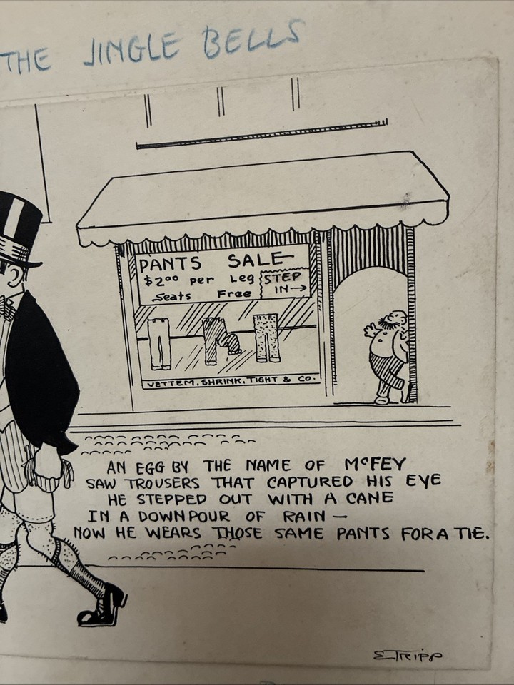 Lot Of 2 Early 20th Century Cartoon Pen & Ink Drawing Artist Signed ...