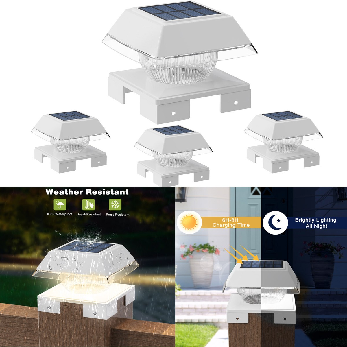 4x4 White Solar Post Tops Veranda 4 In. X 4 In. White Vinyl Solar Post