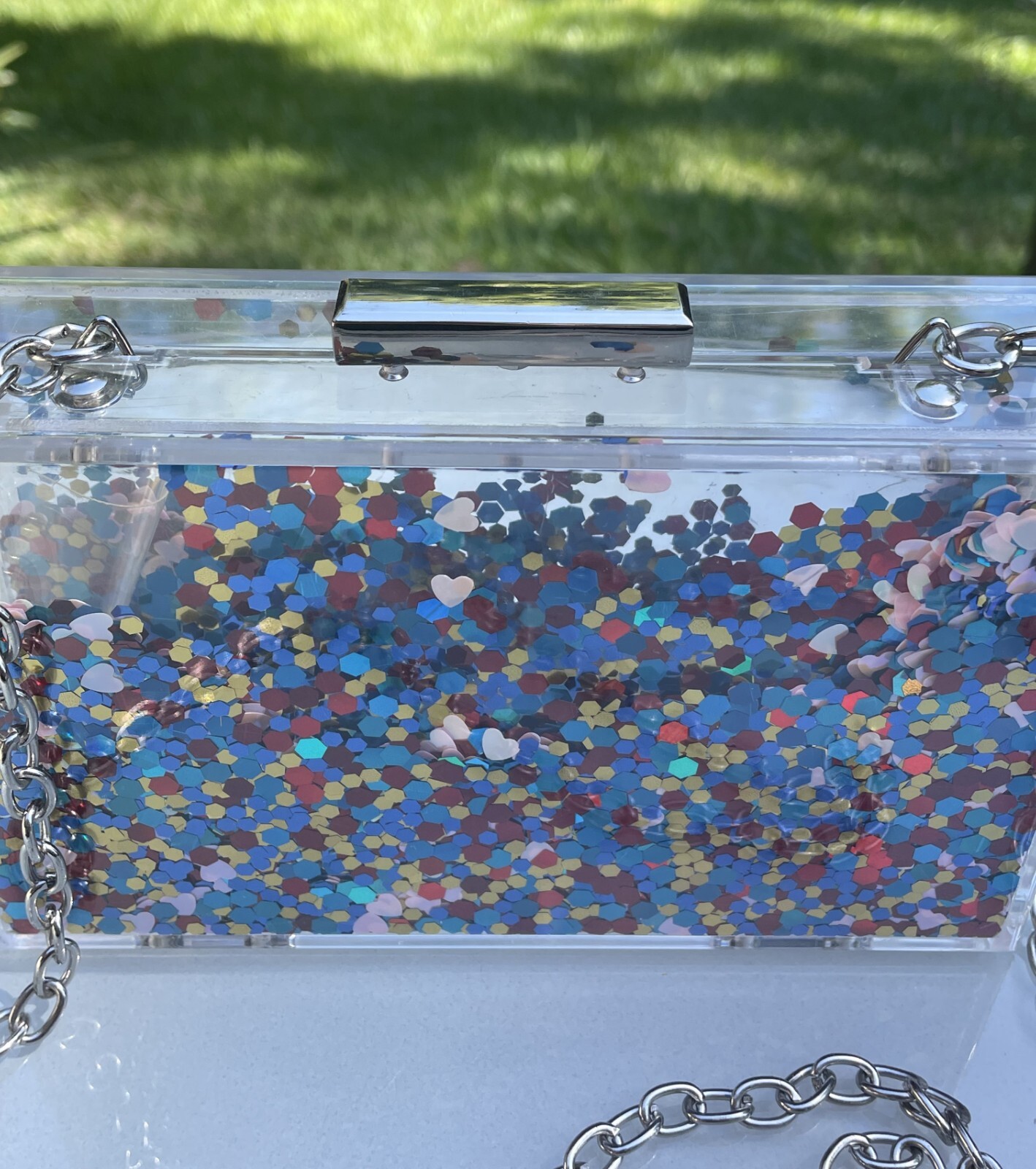 More Than Magic Clear Acrylic Multicolor Confetti Purse/Handbag with ...