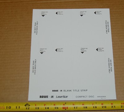 Rowe AMI CD-100 jukebox blank title strip cards - full sheets, 25 x 4 ...