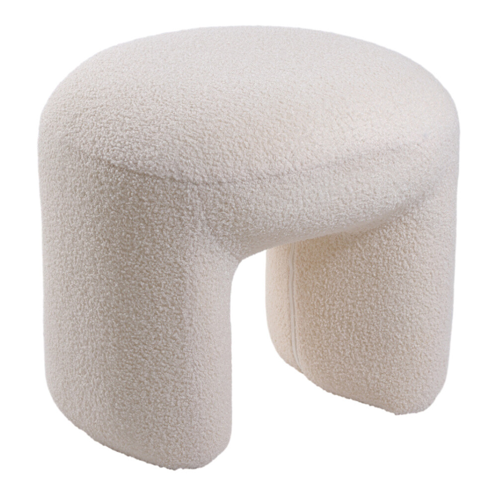 Minimalism Cream Style Teddy Footstool Vanity Under Desk Ottoman Shoe ...